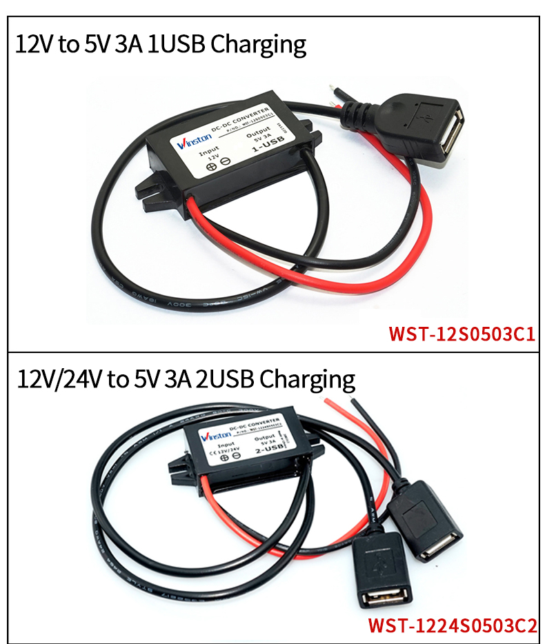 12V/24V to 5V 3A DC-DC Buck Converter w./ USB Power Supply Charger - Buy Buck Converter, USB ...