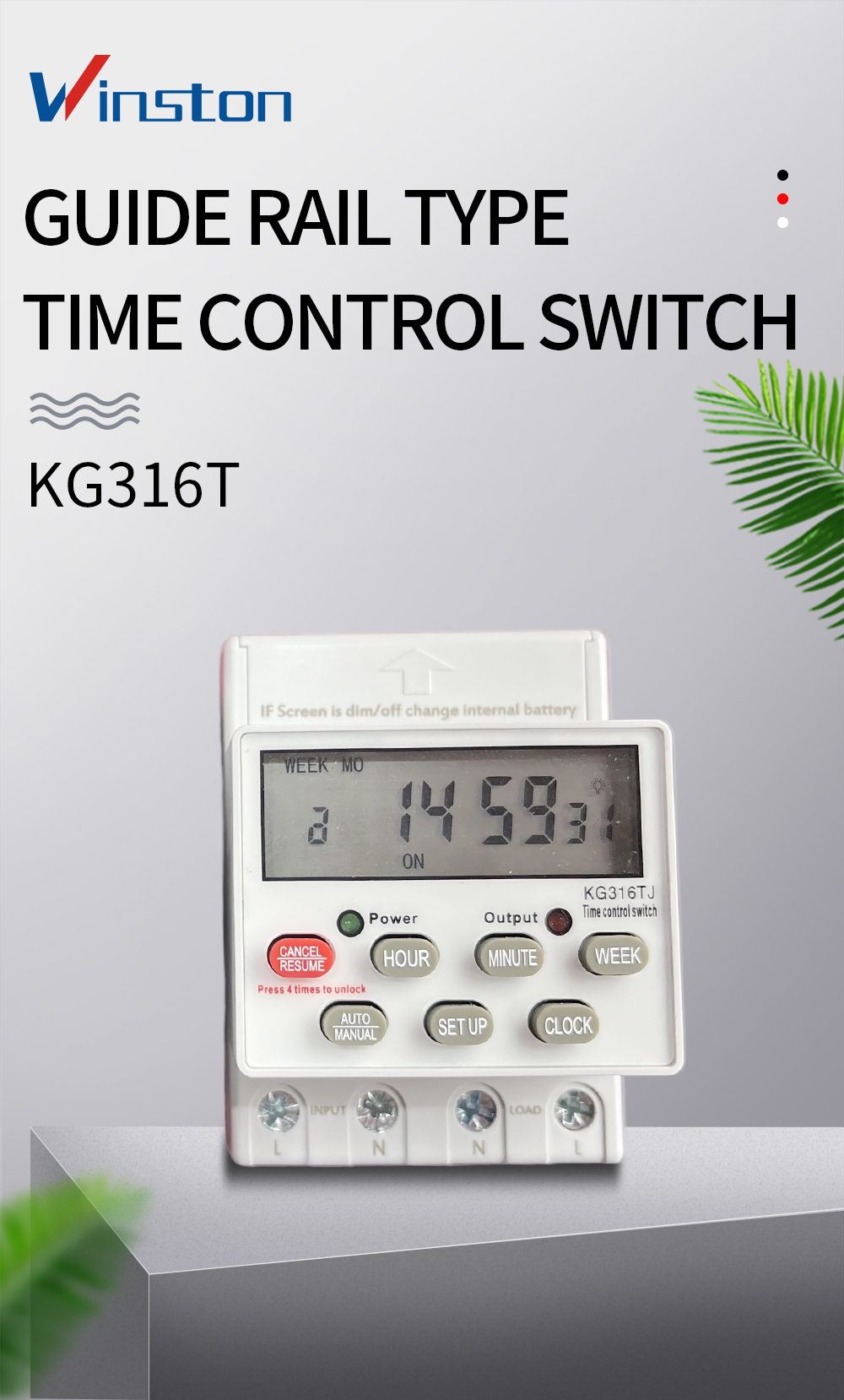 KG316T DIN Rail Mounting Programmable Mechanical Time Control Switch - Buy Control Digital ...