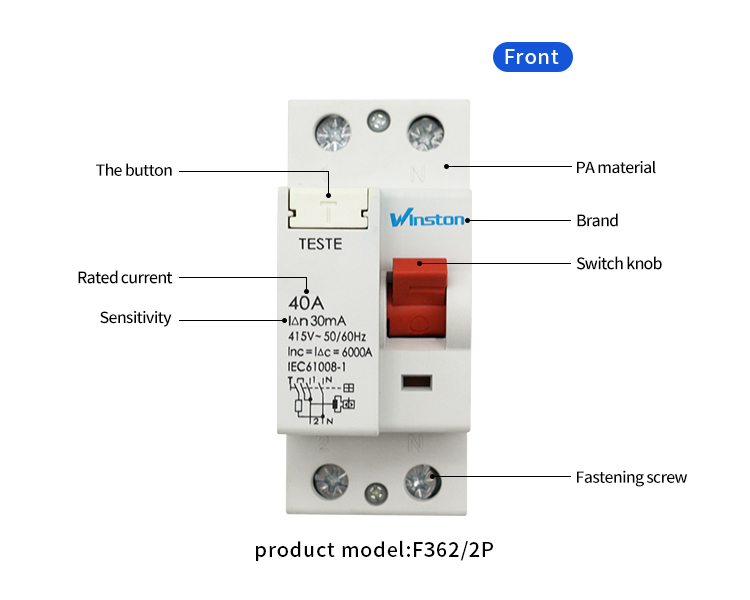 F362 2P 6-100A 230V 30MA 10MA RCCB Mini Leakage Circuit Breaker - Buy ...